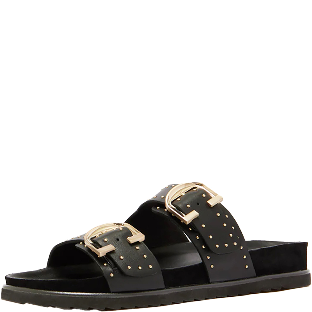 FRANKIE4 Deon Black Stud Slides - ShoeBeDoo
