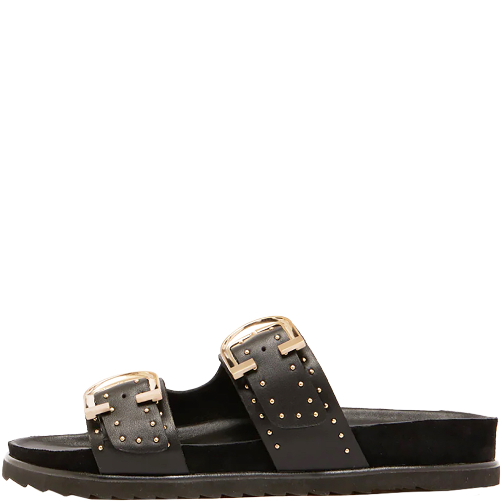 FRANKIE4 Deon Black Stud Slides - ShoeBeDoo