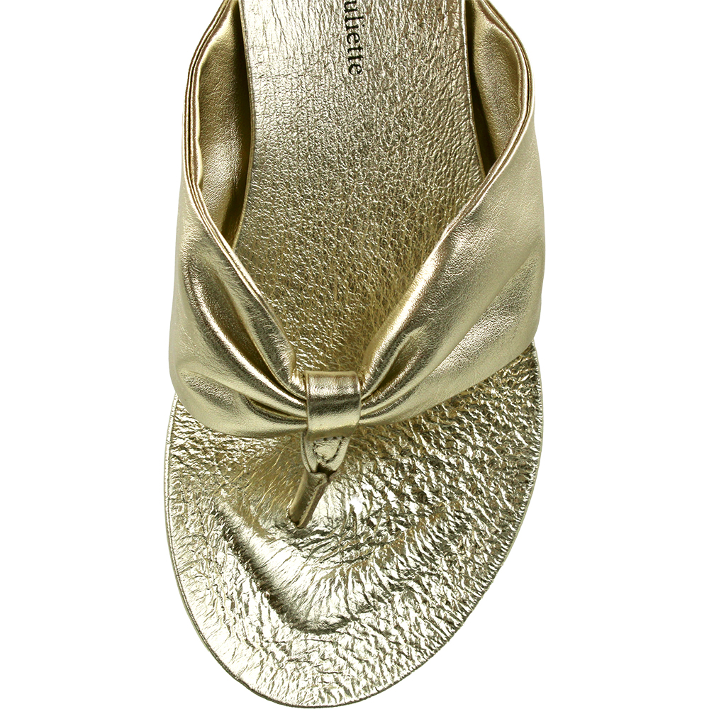 Django & Juliette Joysy Pale Gold Thong Slides - ShoeBeDoo