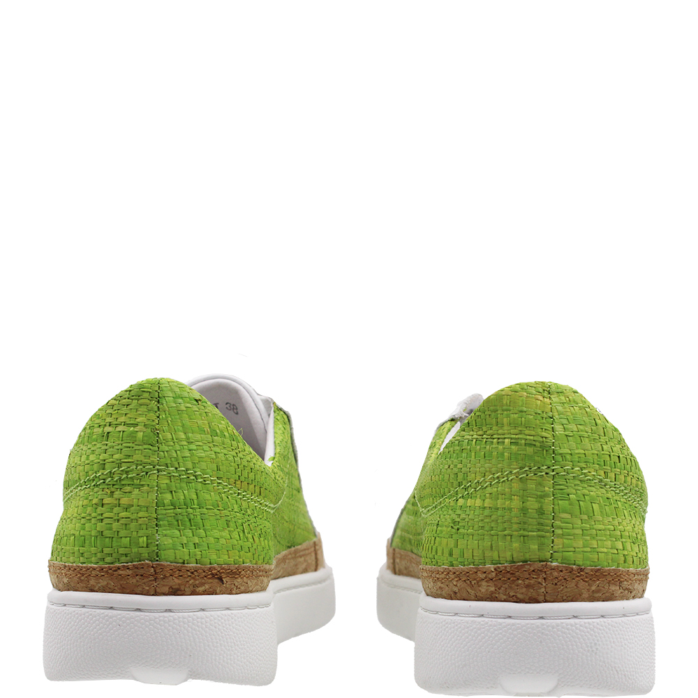 Django & Juliette Torry White Lime Leather Sneakers - ShoeBeDoo