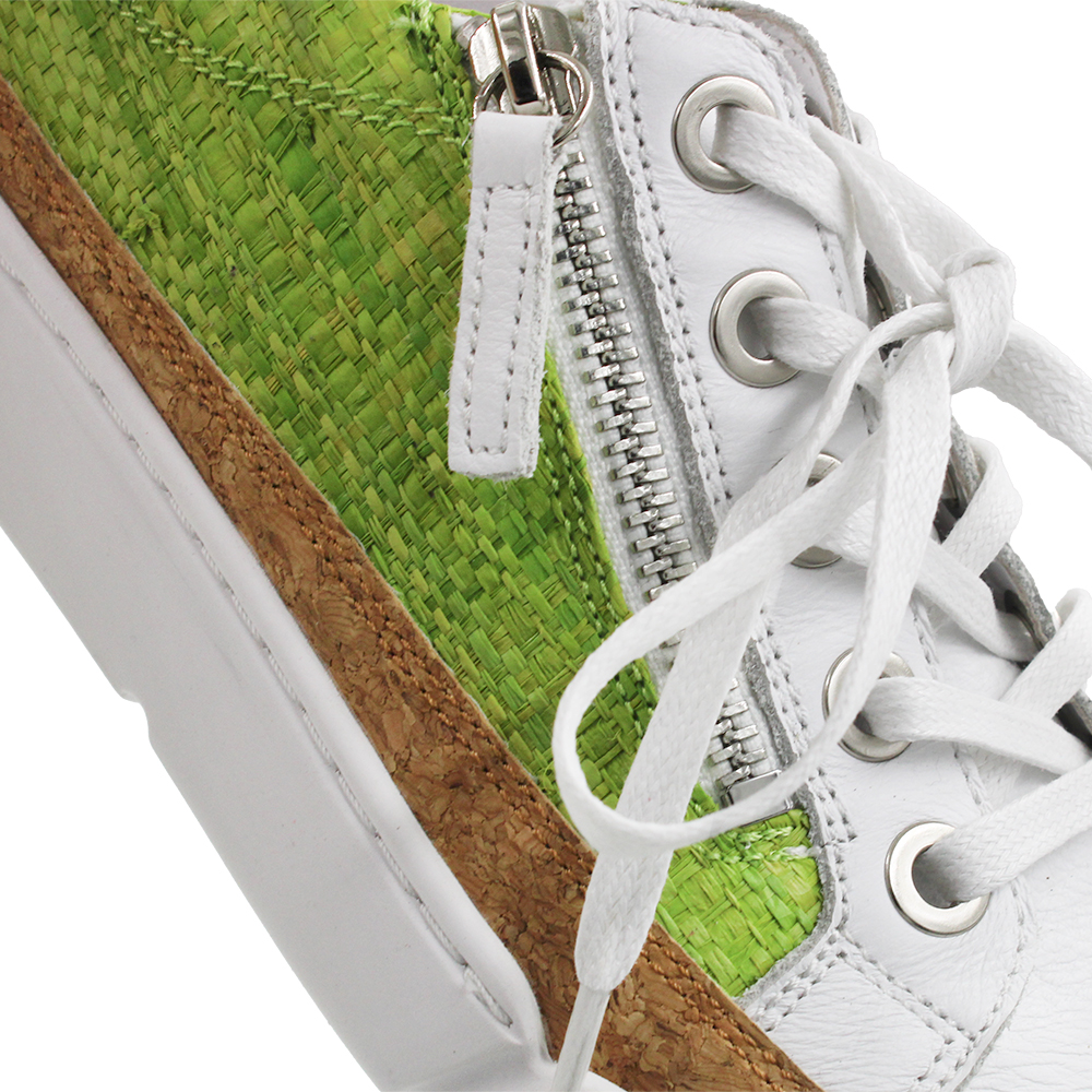 Django & Juliette Torry White Lime Leather Sneakers - ShoeBeDoo