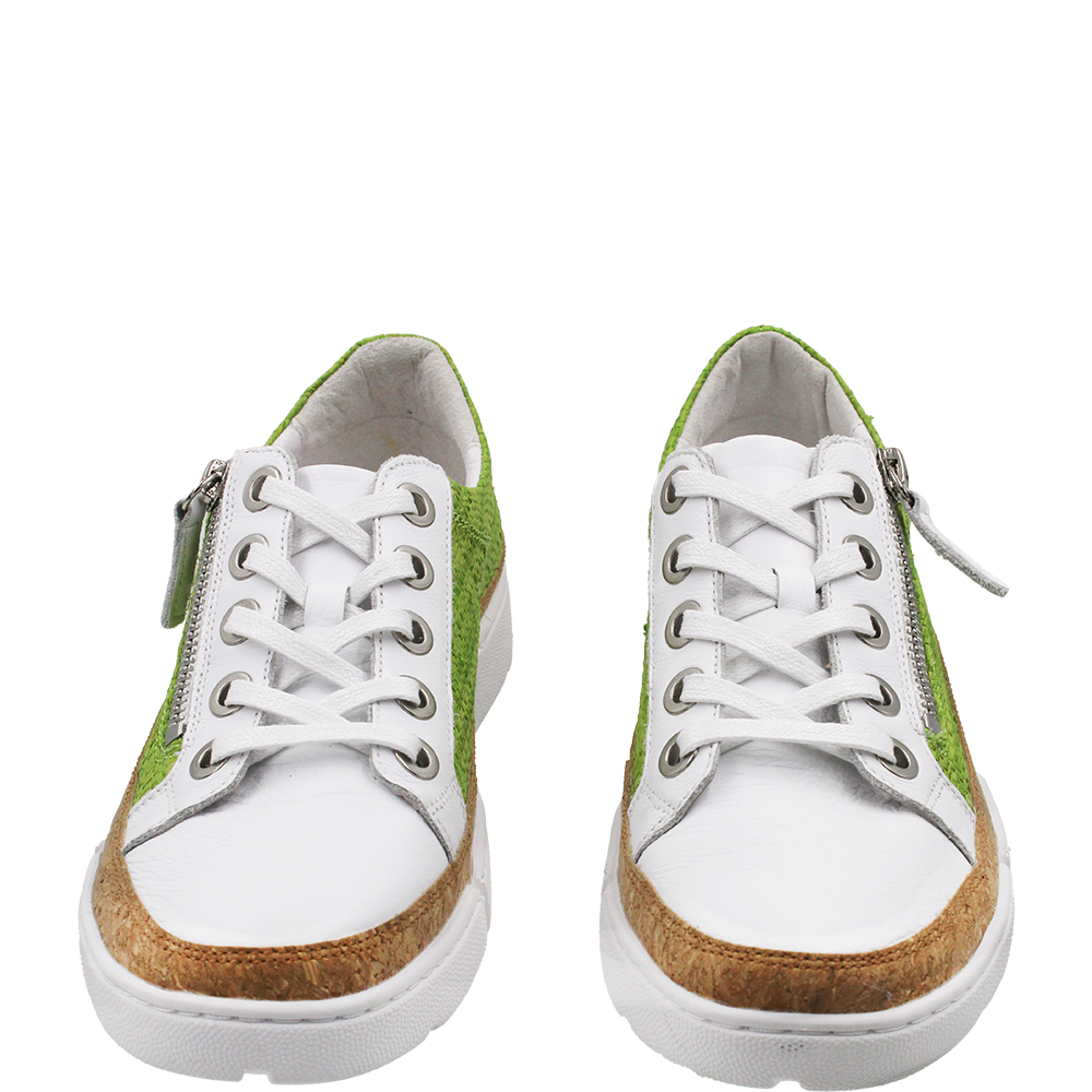 Django & Juliette Torry White Lime Leather Sneakers - ShoeBeDoo
