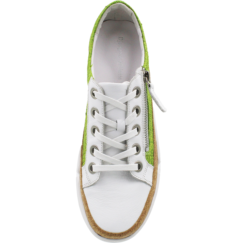 Django & Juliette Torry White Lime Leather Sneakers - ShoeBeDoo