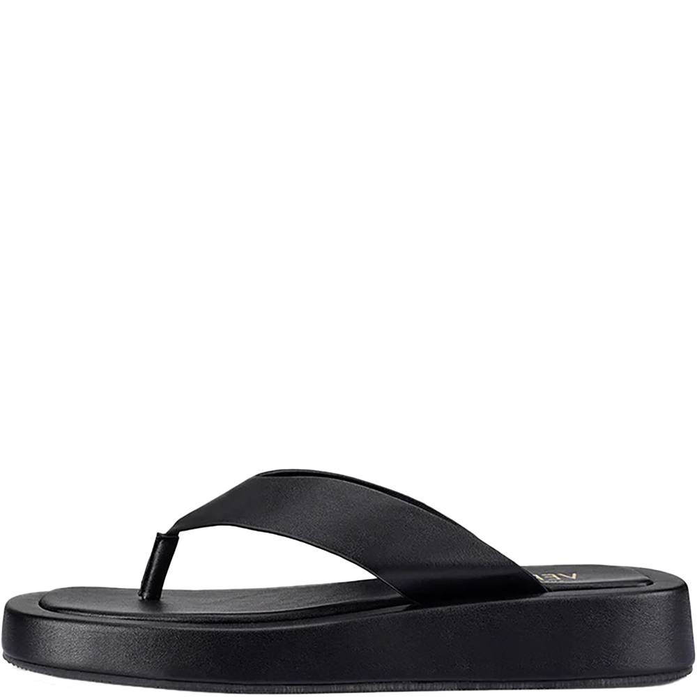 Verali Bouncer II Black Flatform Thongs - ShoeBeDoo