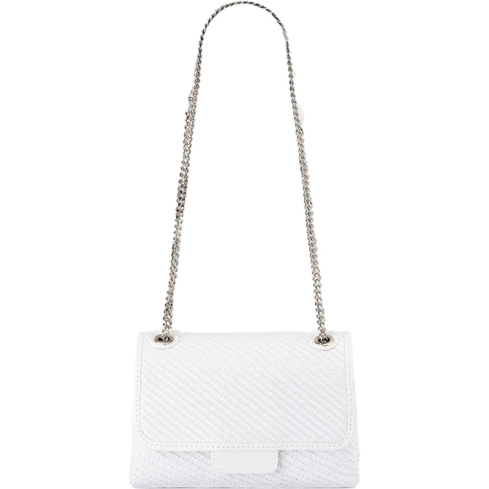 Olga Berg Alexa White Woven Shoulder Bag - ShoeBeDoo