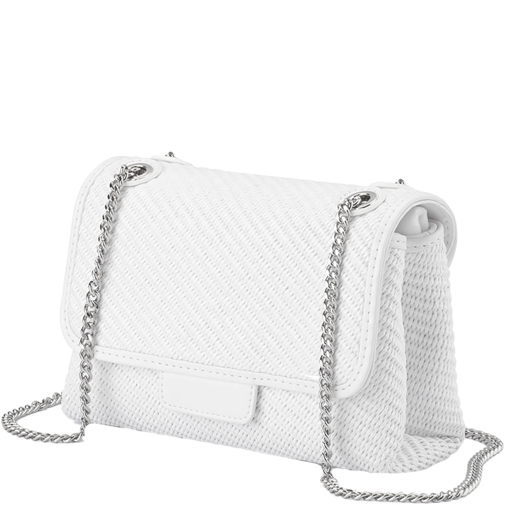 Olga Berg Alexa White Woven Shoulder Bag - ShoeBeDoo