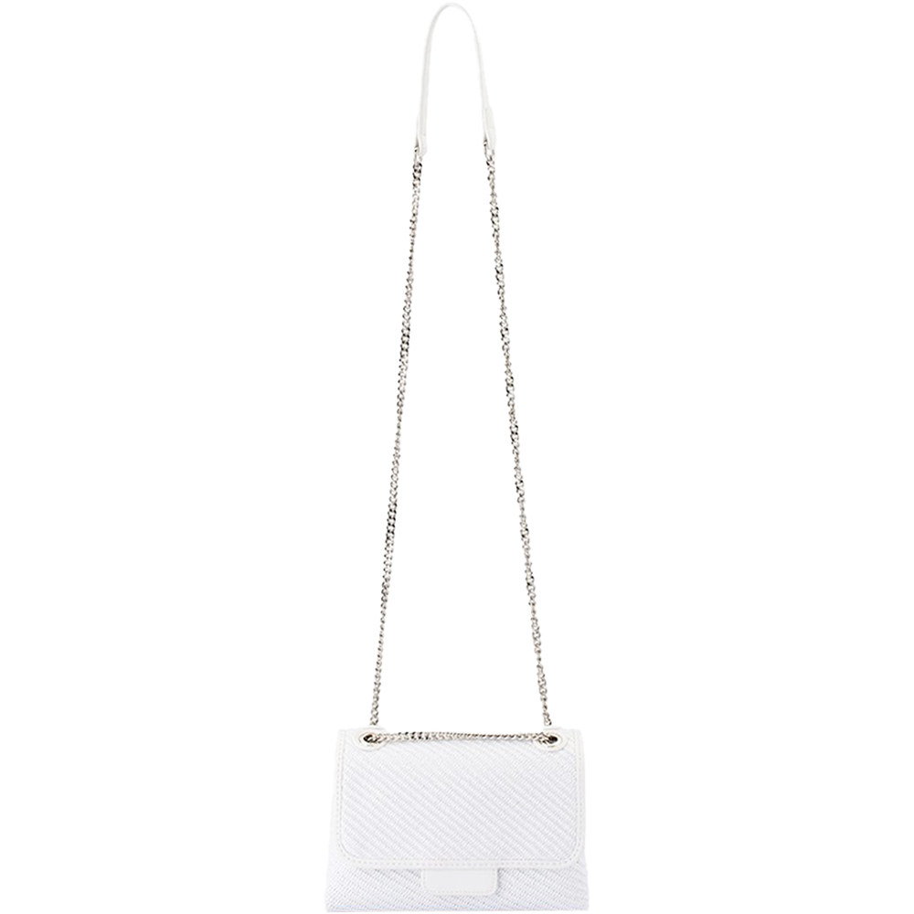 Olga Berg Alexa White Woven Shoulder Bag - ShoeBeDoo