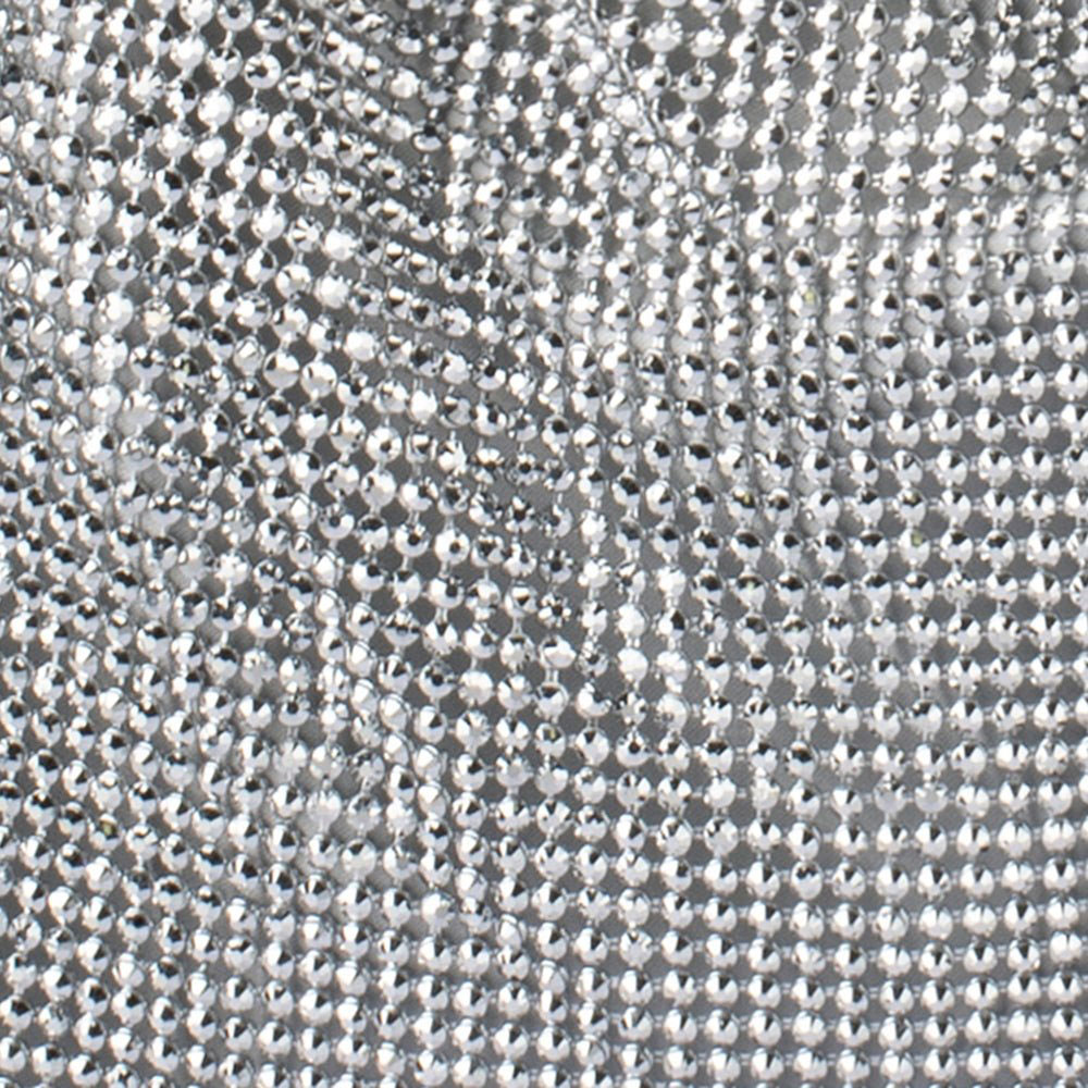 Olga Berg Calypso Silver Crystal Mesh Bag - ShoeBeDoo