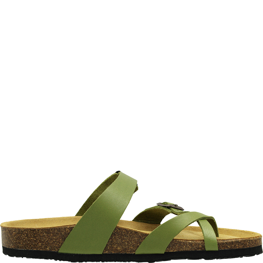 Plakton Pistachio Leather Thong Slides 181032 - ShoeBeDoo