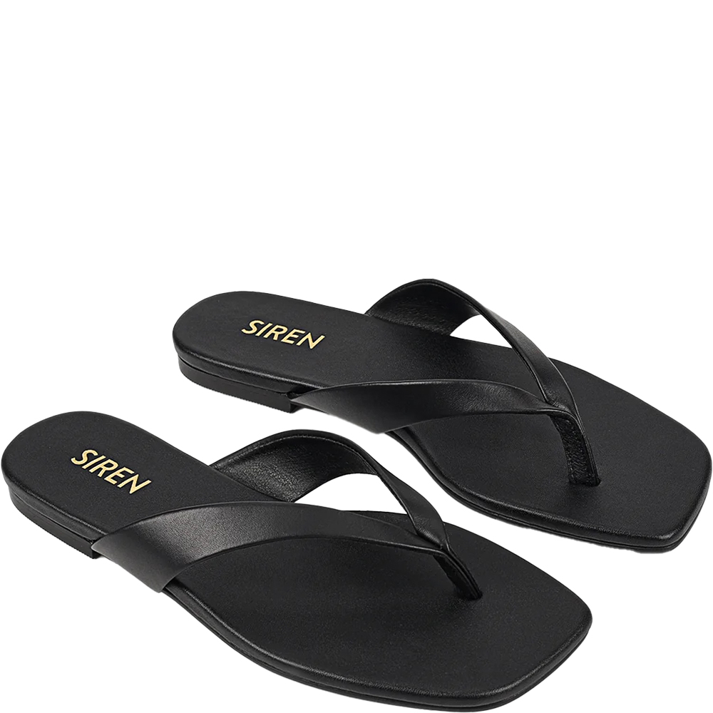 Siren Evita Black Flat Thongs - ShoeBeDoo