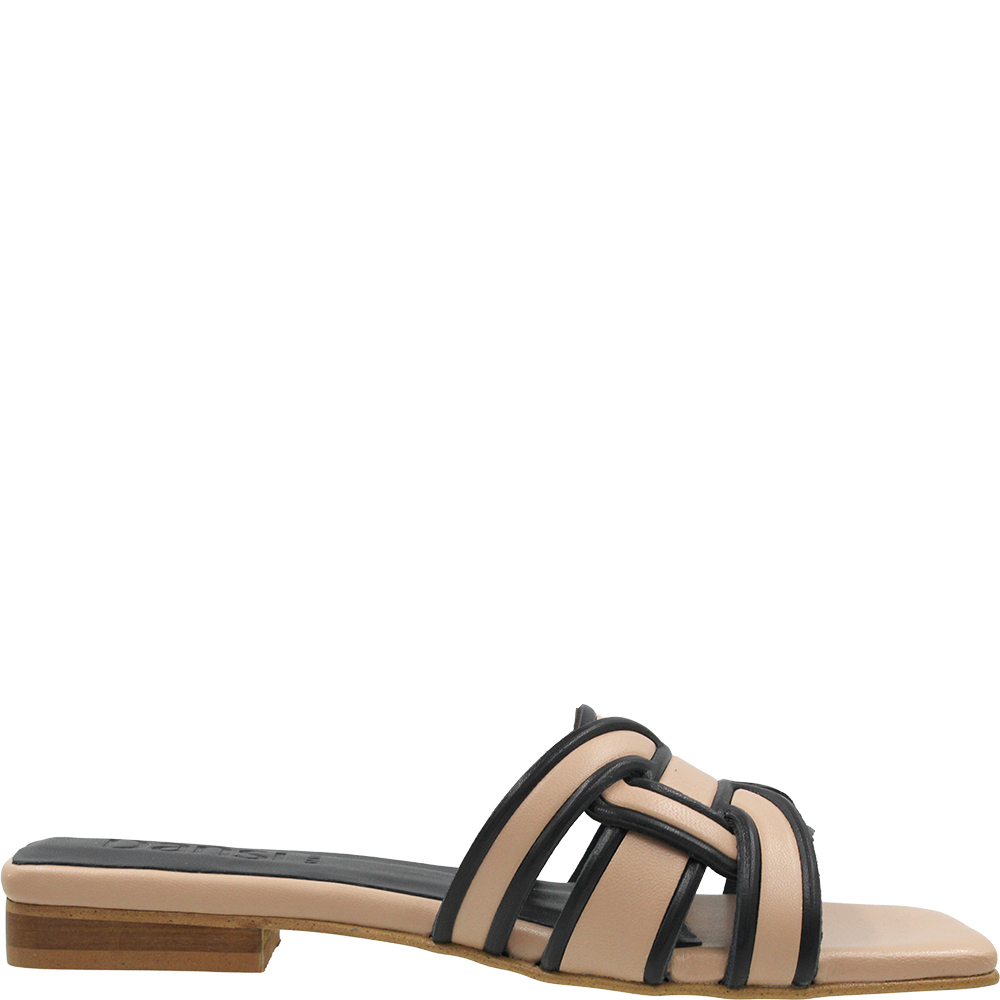 Dansi Nude Black Leather Slides 7380 - ShoeBeDoo