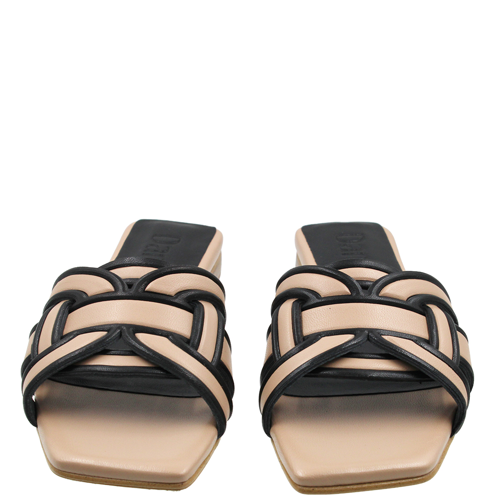 Dansi Nude Black Leather Slides 7380 - ShoeBeDoo