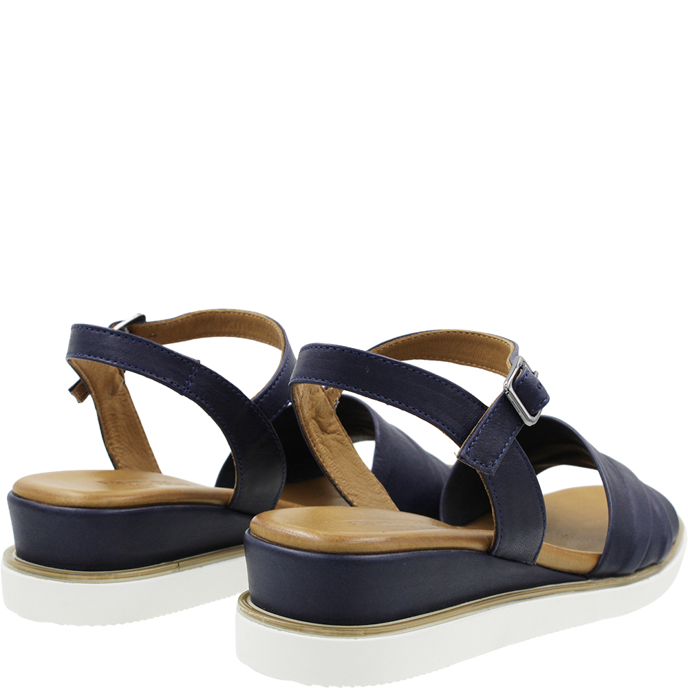 Bresley Sean Navy Leather Sandals - ShoeBeDoo