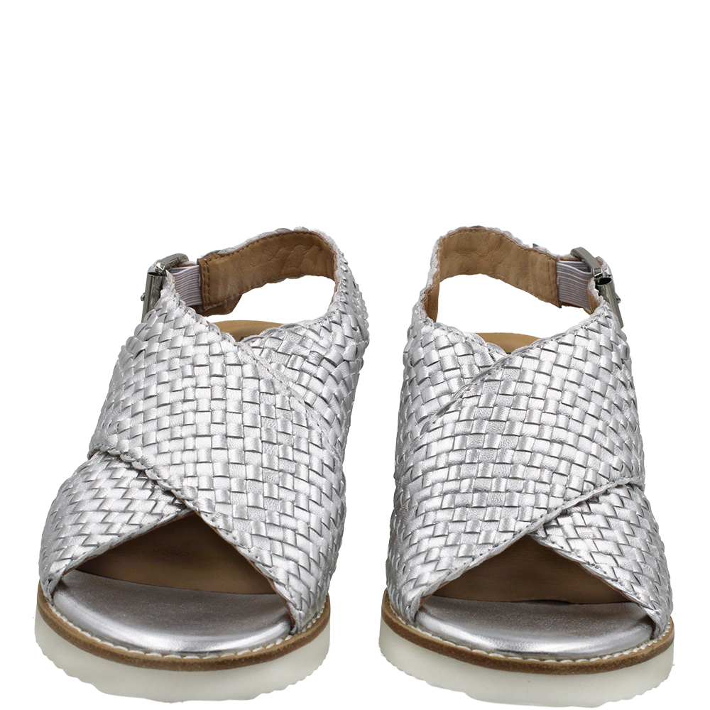 Bresley Shifty Silver Leather Sandals - ShoeBeDoo