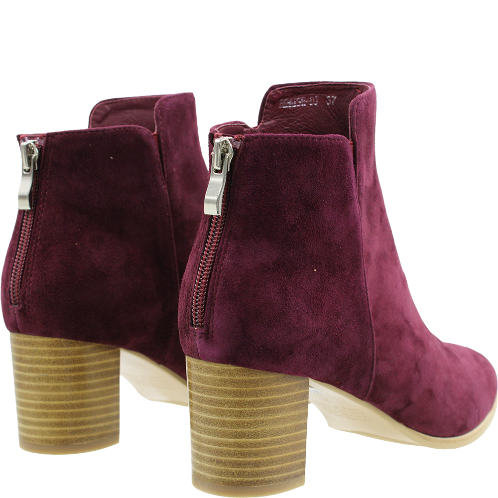 Django & Juliette Bennish Burgundy Suede Ankle Boots - ShoeBeDoo